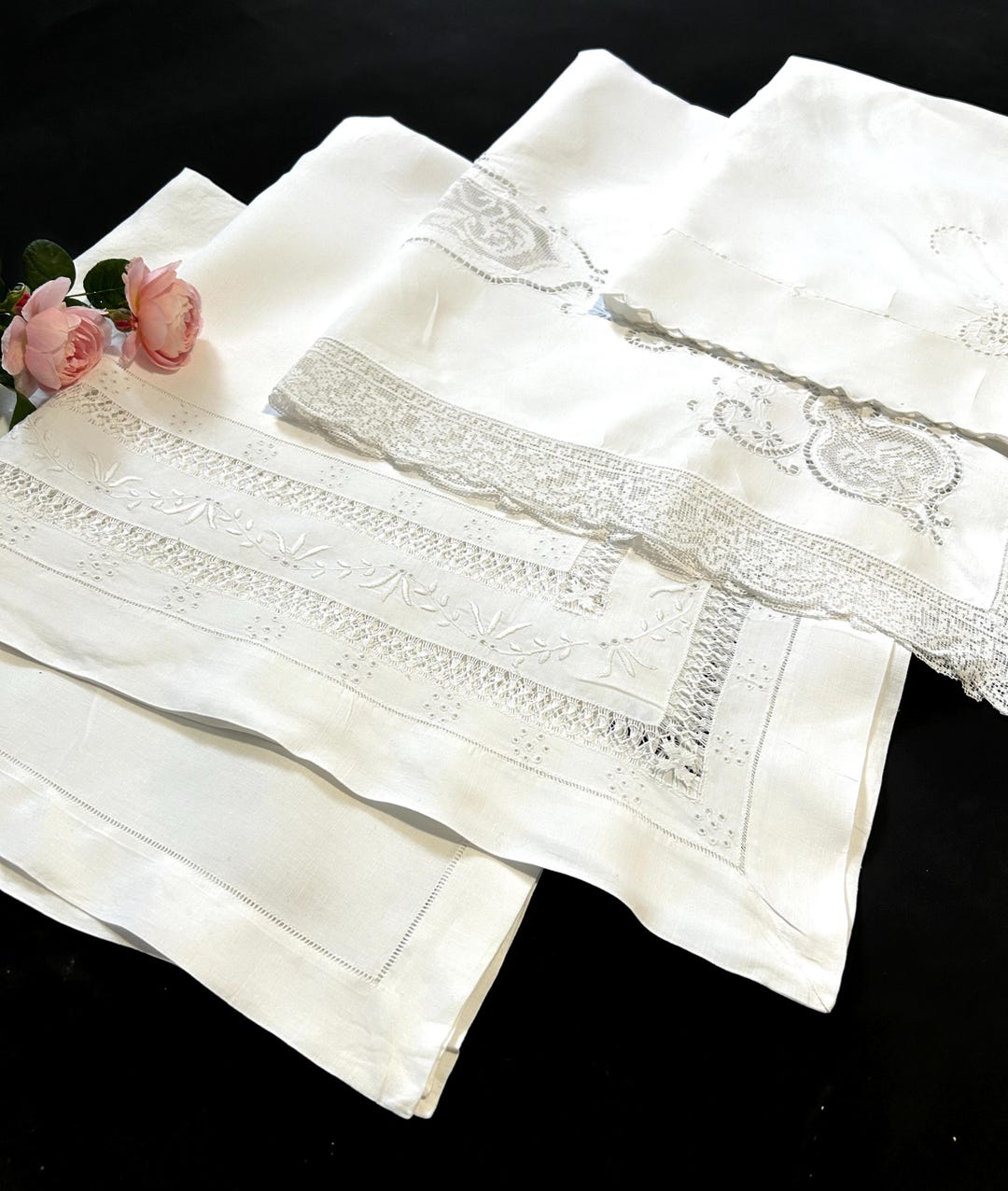 4 Tea or Card Table Cloths With Crocheted and Embroidered Borders - Etsy