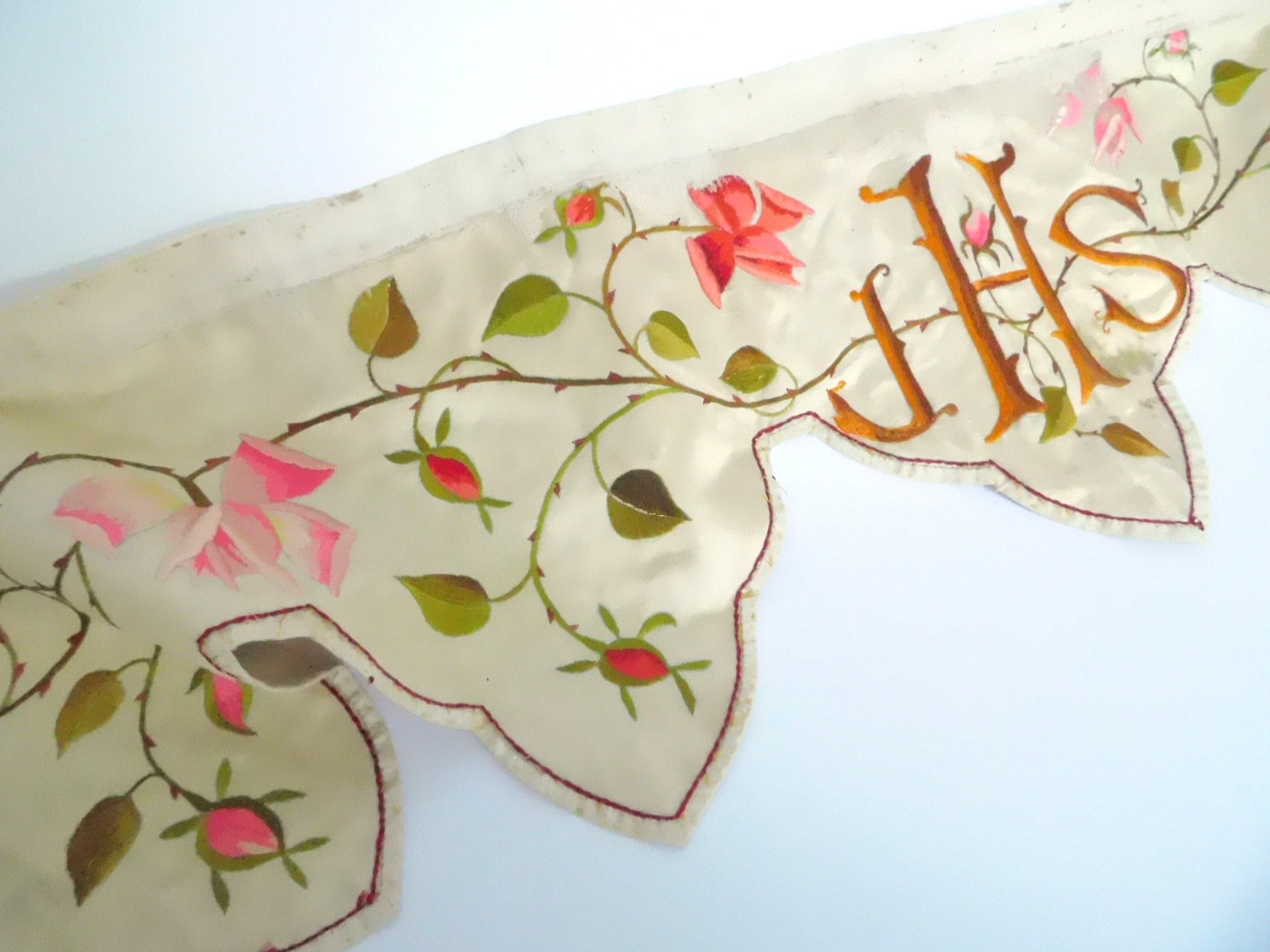 French Vintage Hand Embroidered Border for Altar in Silk - Etsy