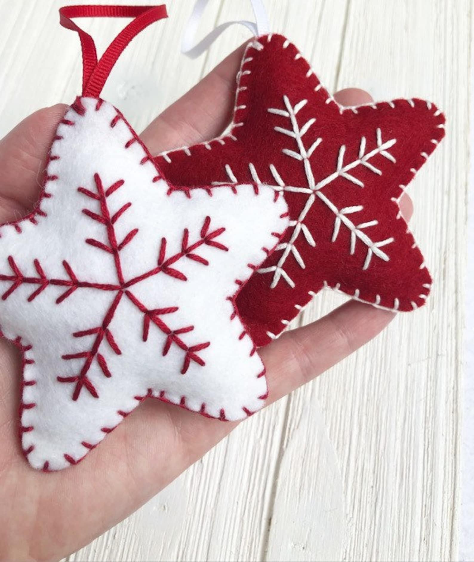 Felt Snowflake Christmas Ornament Felt Star Christmas - Etsy
