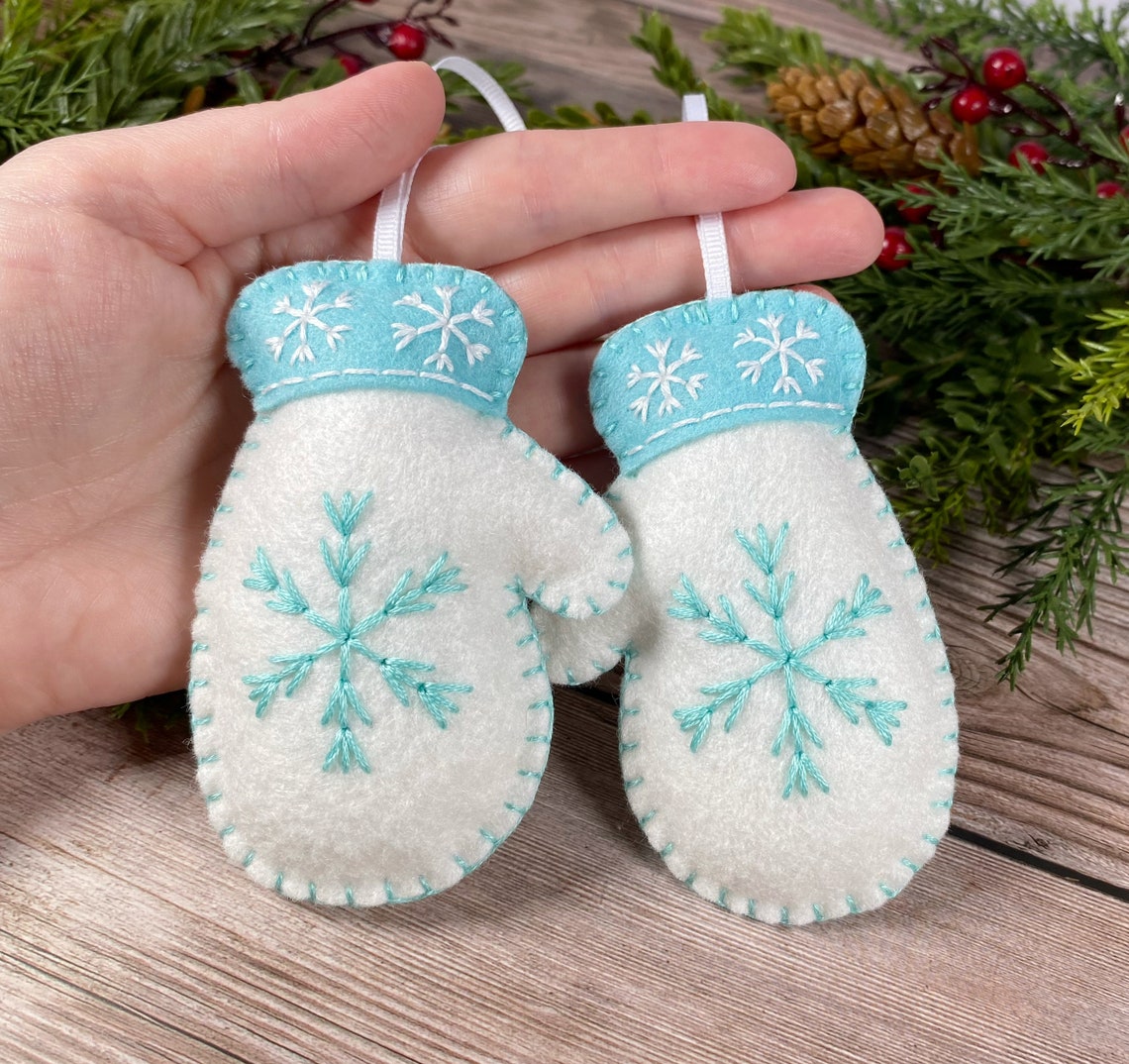 Mitten Christmas Ornaments, Felt Ornament, Felt Christmas Mitten ...