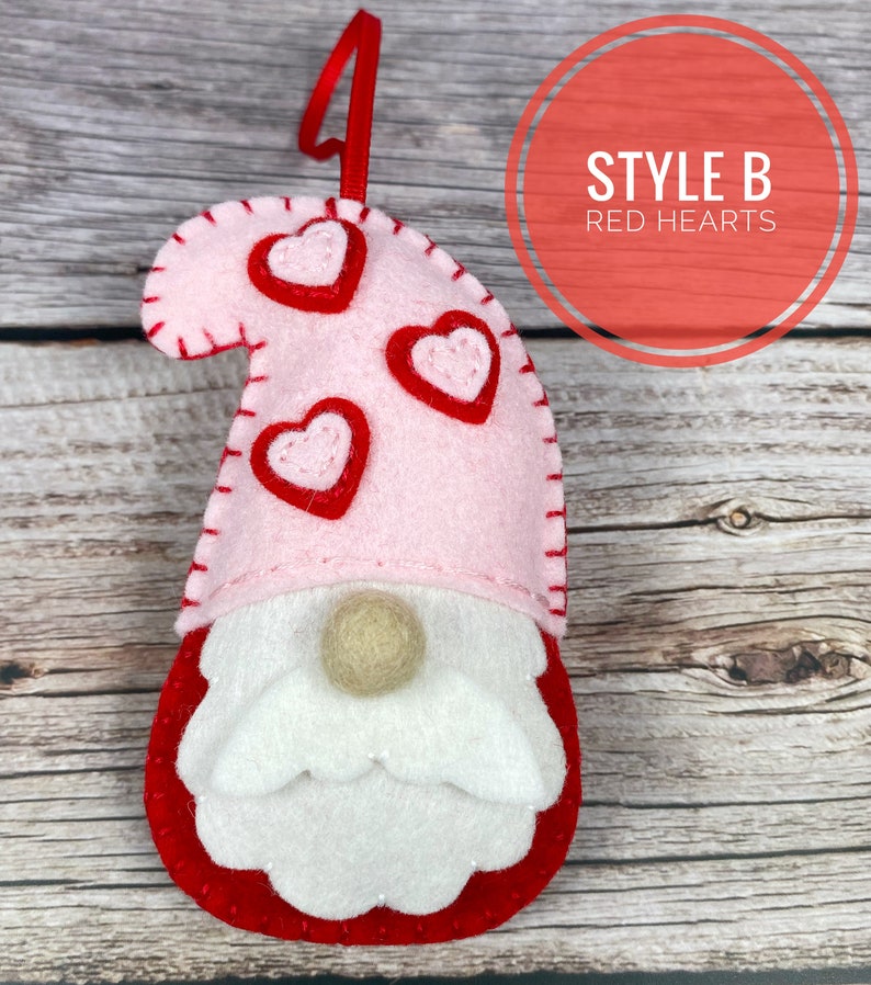 Valentine Gnomes, Felt Valentine Gnomes, Pink and White Gnome Decor ...