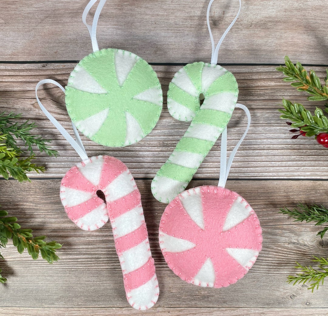 Felt Candy Cane Christmas Ornaments, Pink Christmas, Candy Cane ...