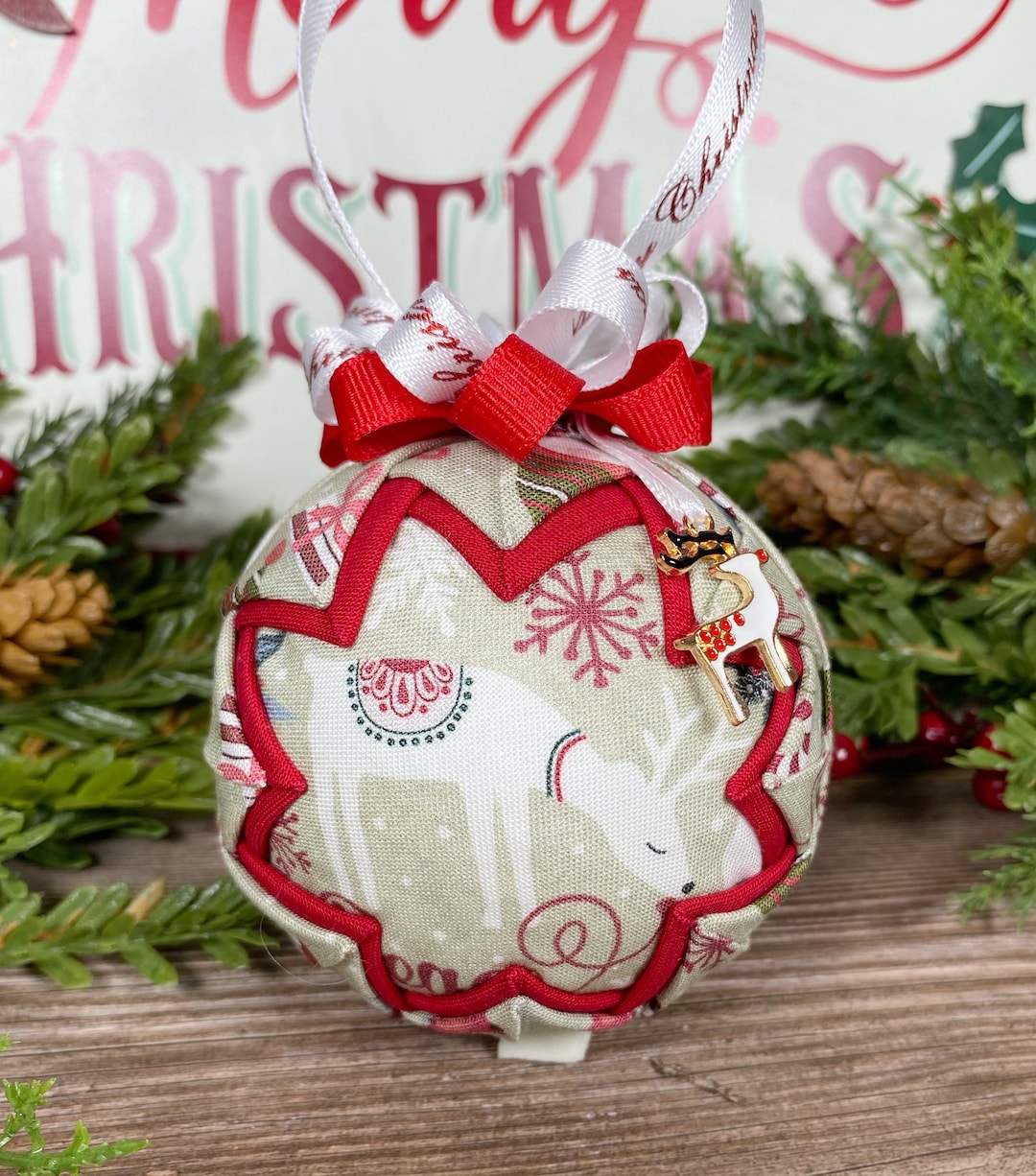 Reindeer Christmas Ornament Decoration, Quilted Ornaments, Santa’s ...