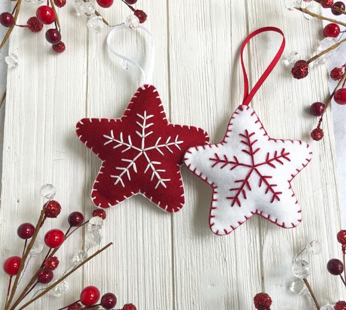 Felt Snowflake Christmas Ornament Felt Star Christmas - Etsy