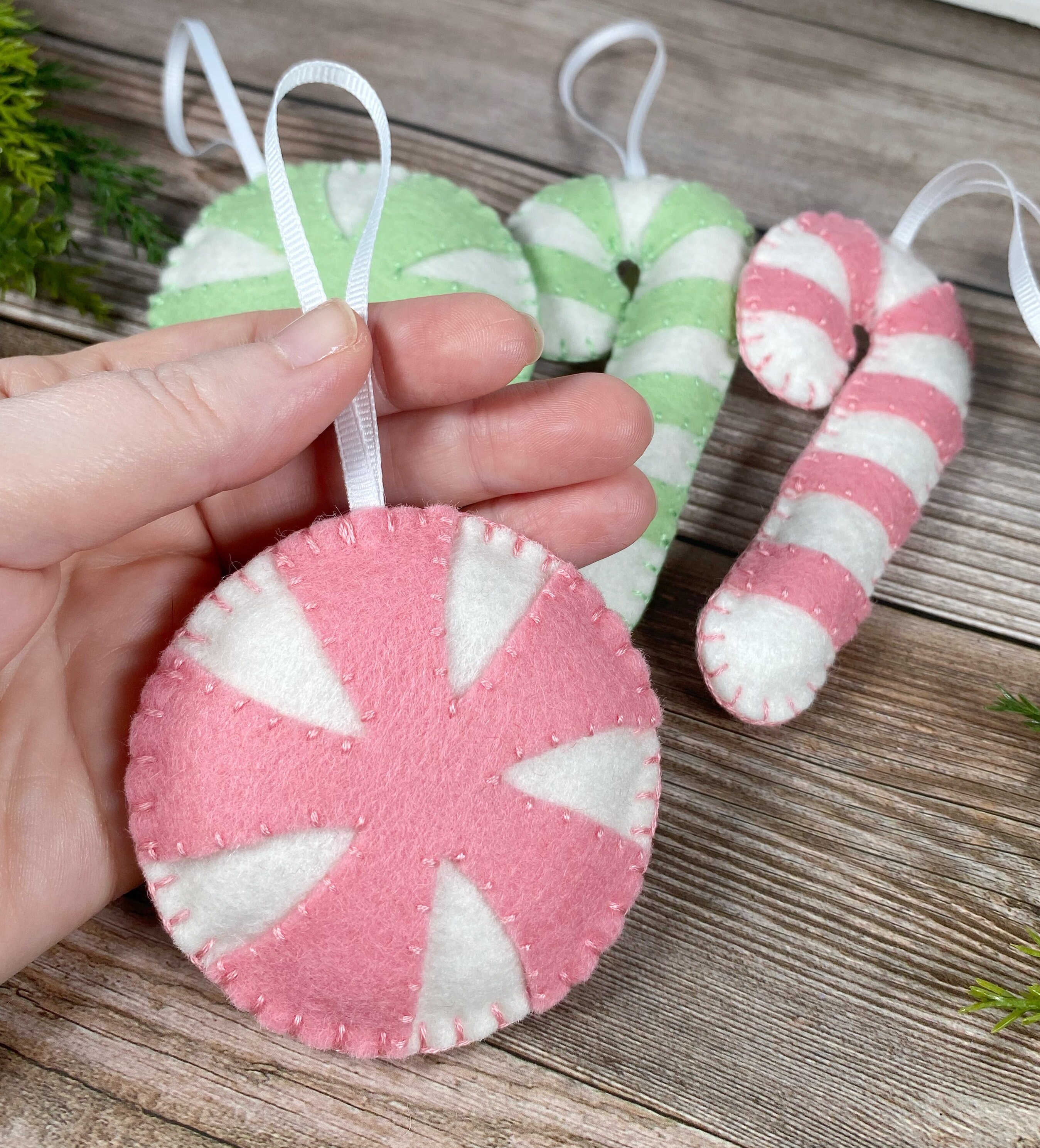 Felt Candy Cane Christmas Ornaments Pink Christmas Candy - Etsy