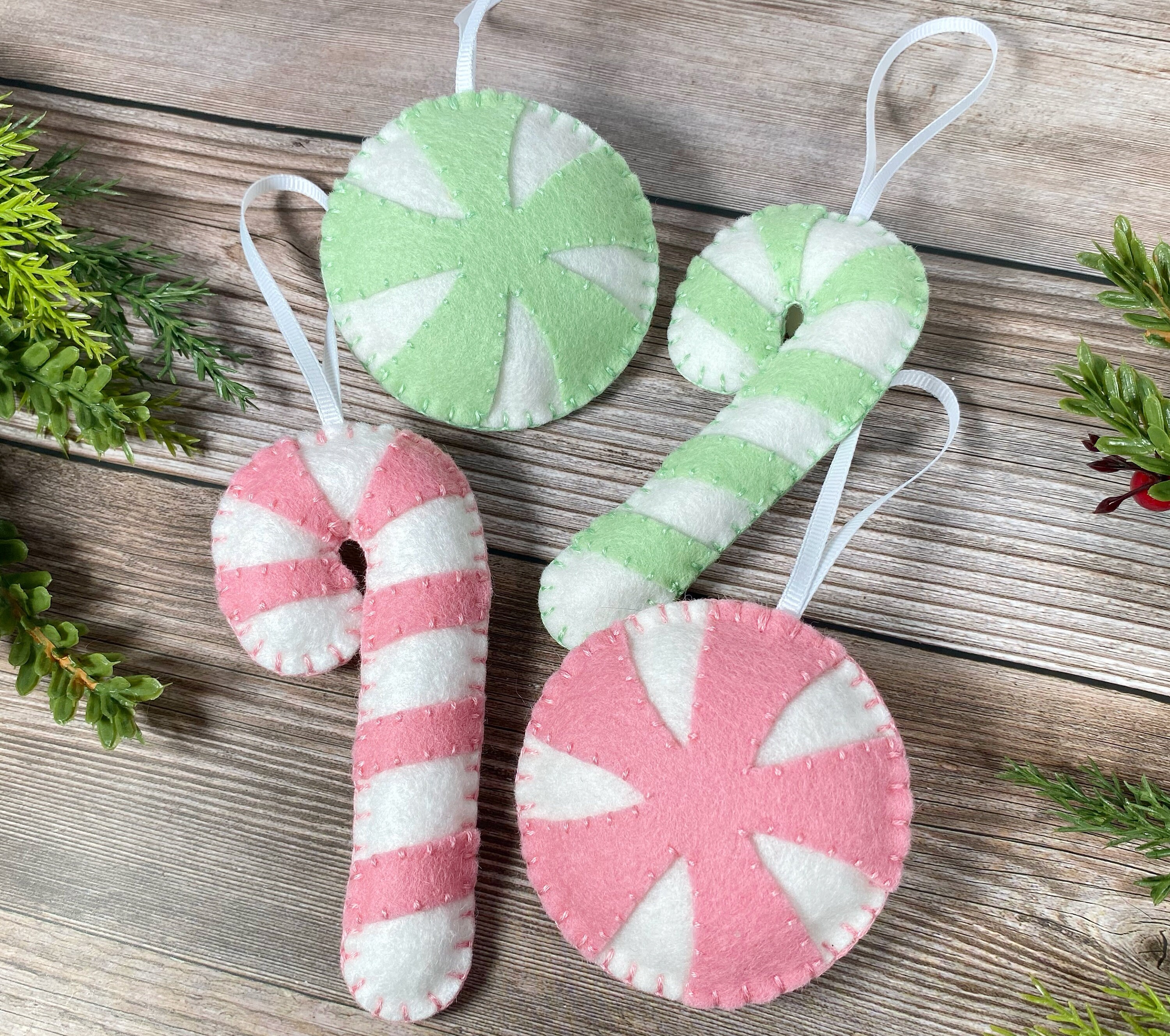 Felt Candy Cane Christmas Ornaments Pink Christmas Candy - Etsy