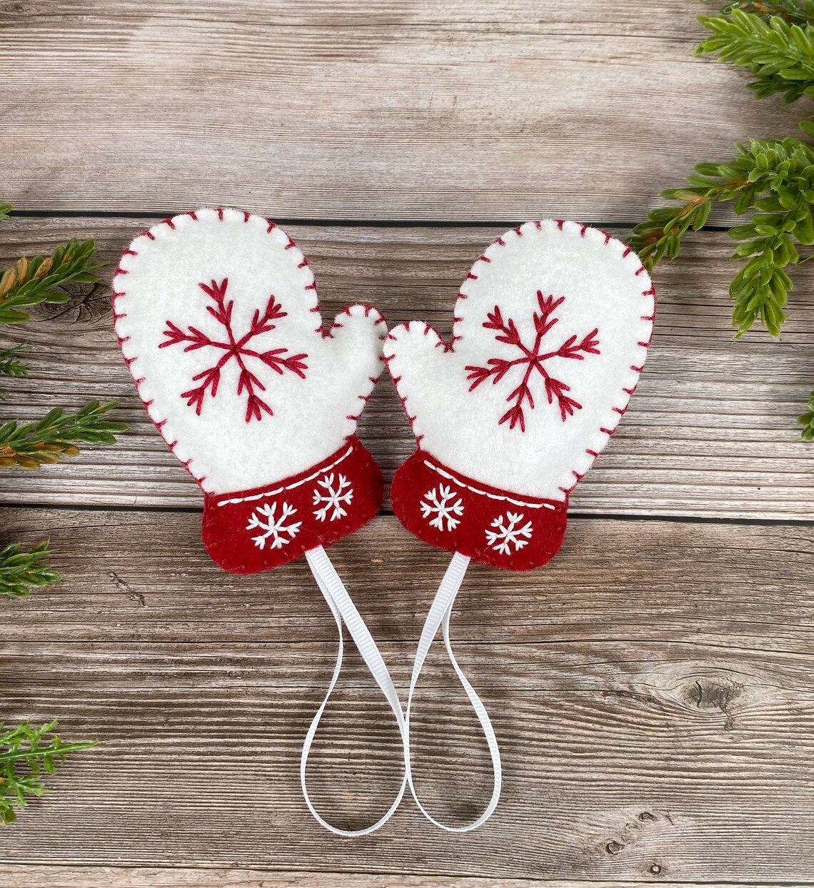 Felt Mitten Christmas Ornaments Embroidered Felt Ornaments - Etsy