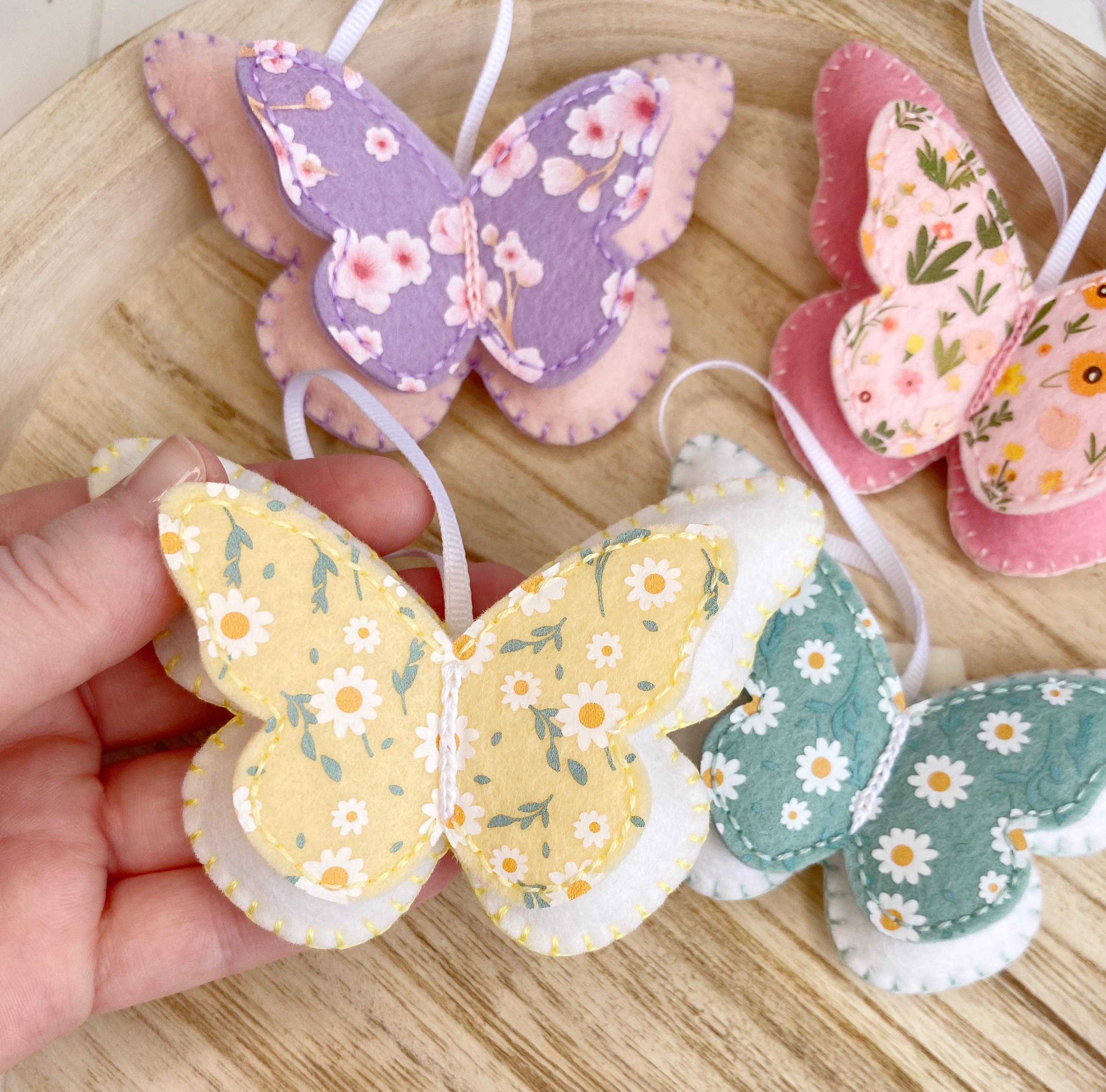 Felt Butterfly Decorations, Spring Butterfly Ornaments, Floral Spring ...