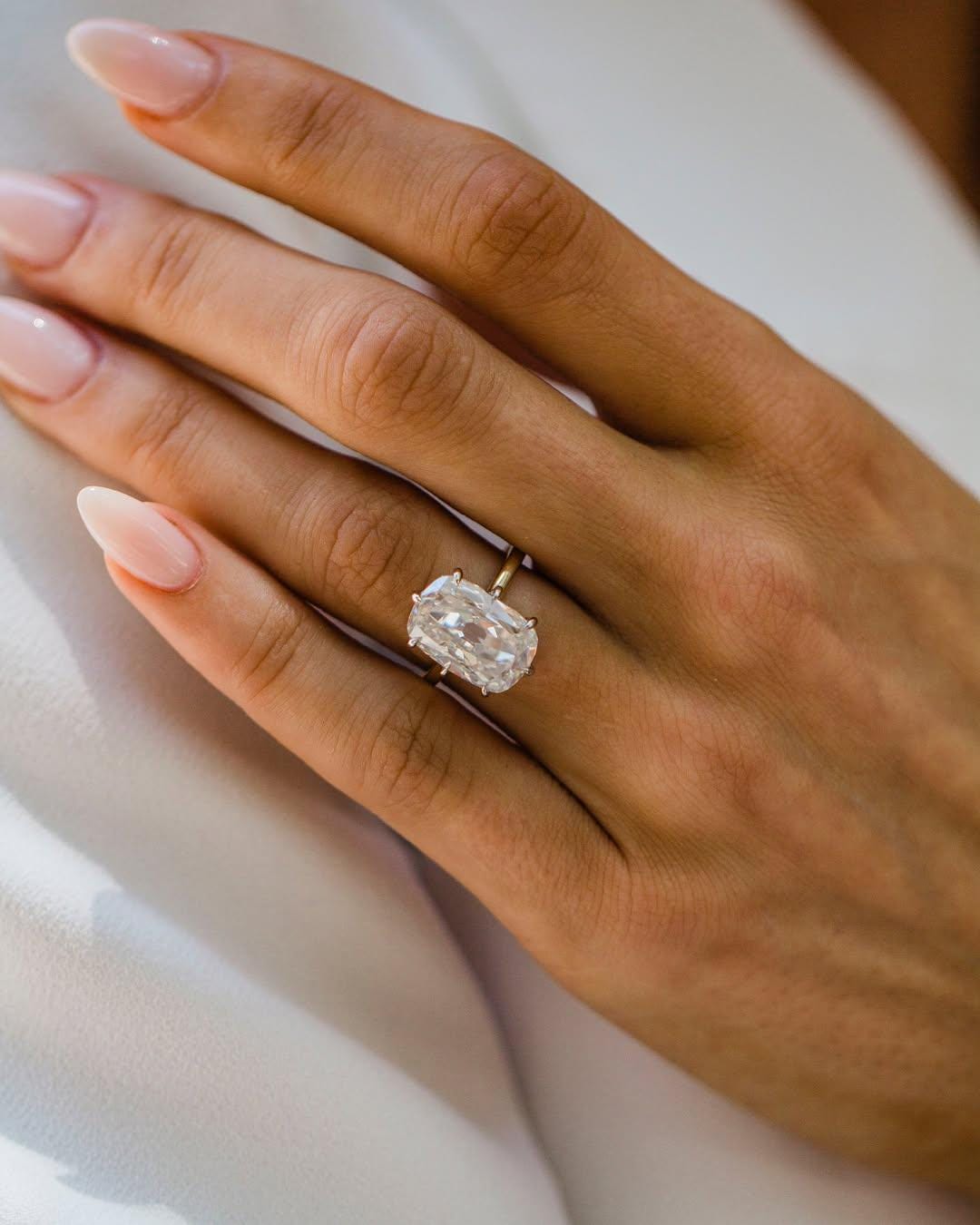 8.20 CT Old Mine Elongated Cushion Cut Moissanite Solitaire Ring ...