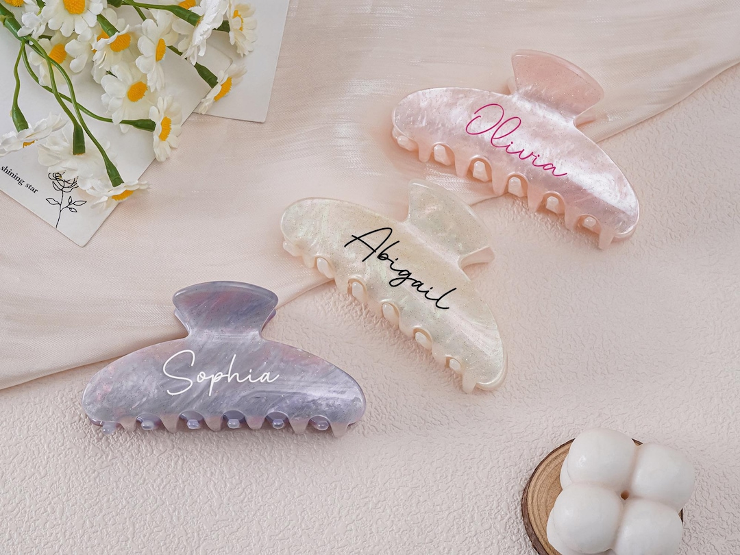 Custom Name Hair Claw, Personalized Bridesmaid Gifts, Hair Claws for ...