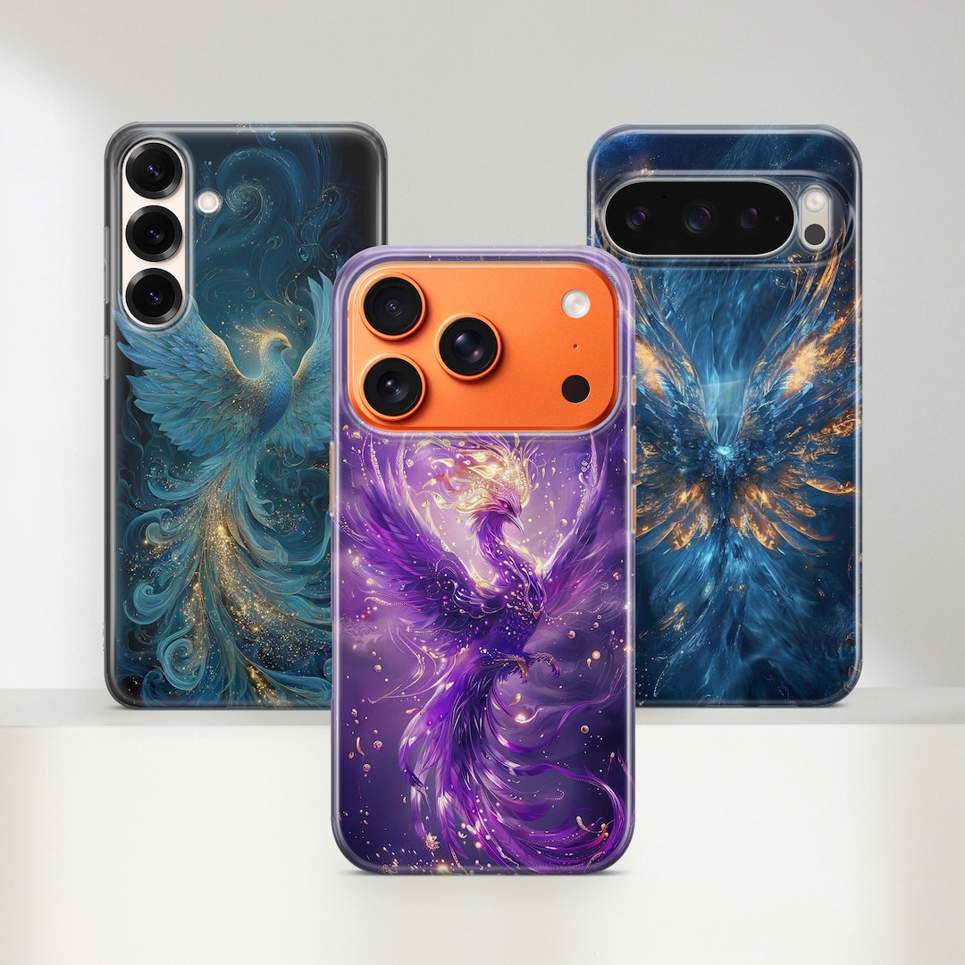 Fire Phoenix Phone Case, Mystical Bird Art, TPU Gel - Etsy
