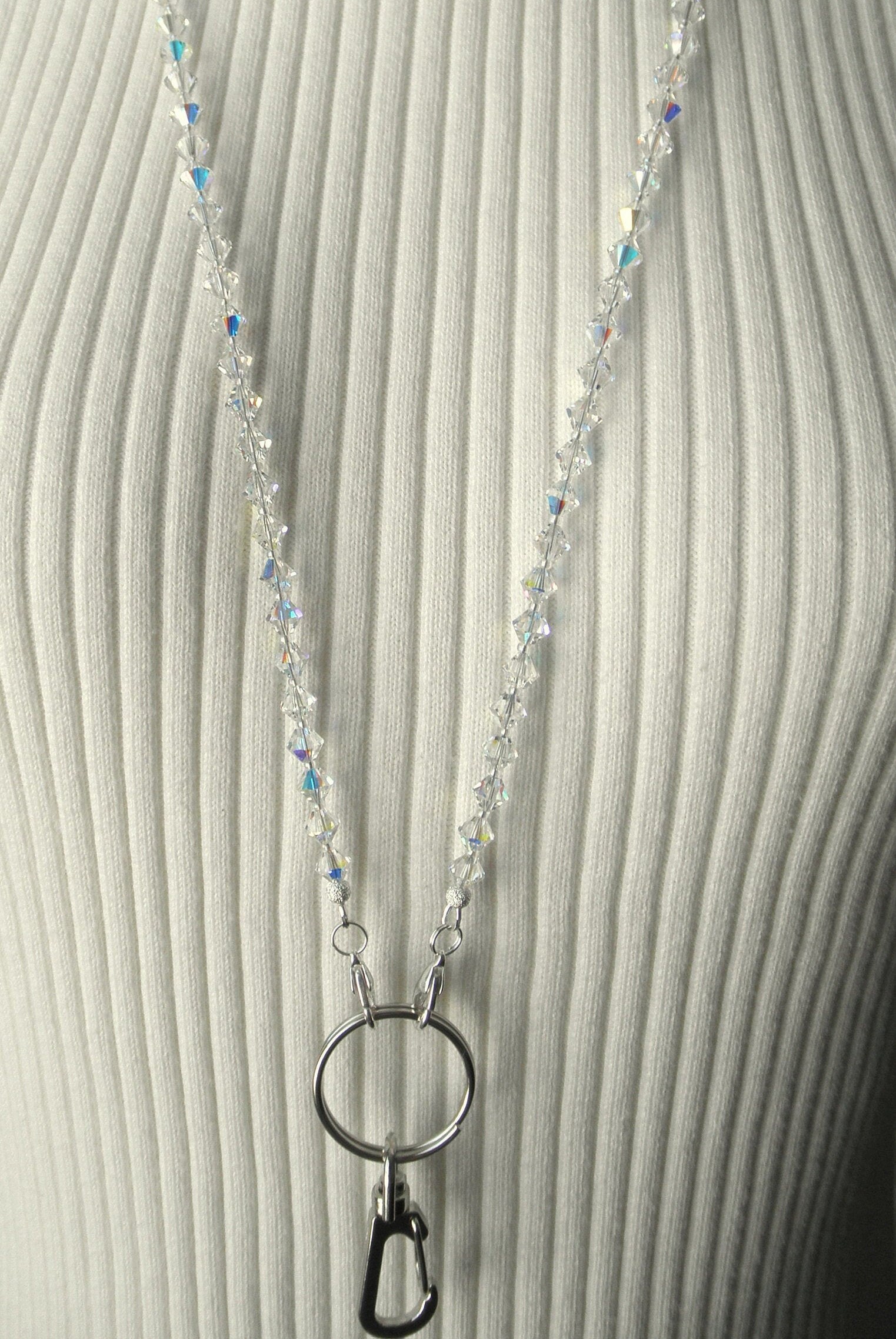 GLAMOROUS CRYSTAL AB Badge Lanyard, Swarovski Crystals, Id Holder ...