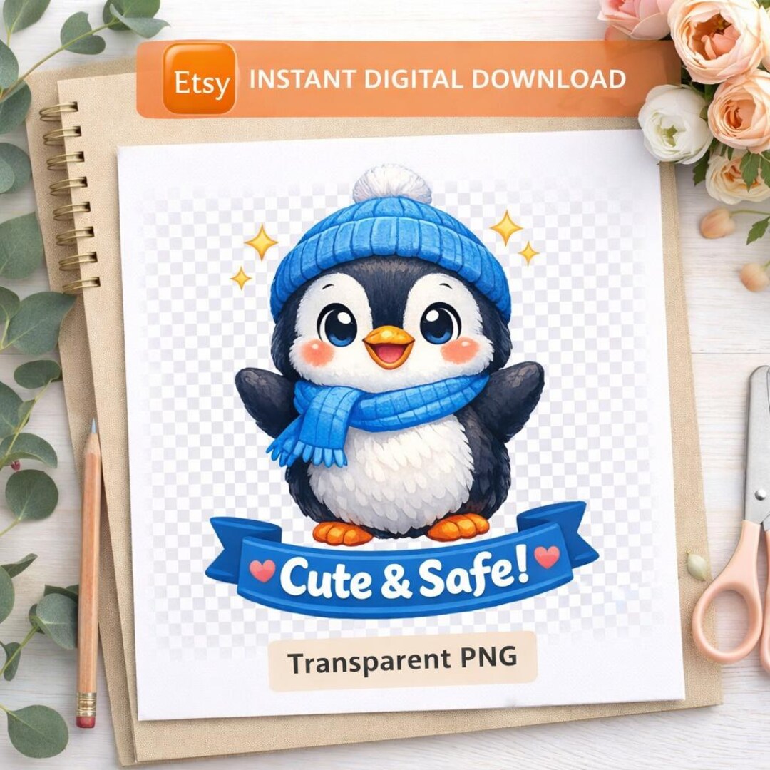 Cute Penguin SVG PNG – Kawaii Penguin With Slogan – Transparent ...