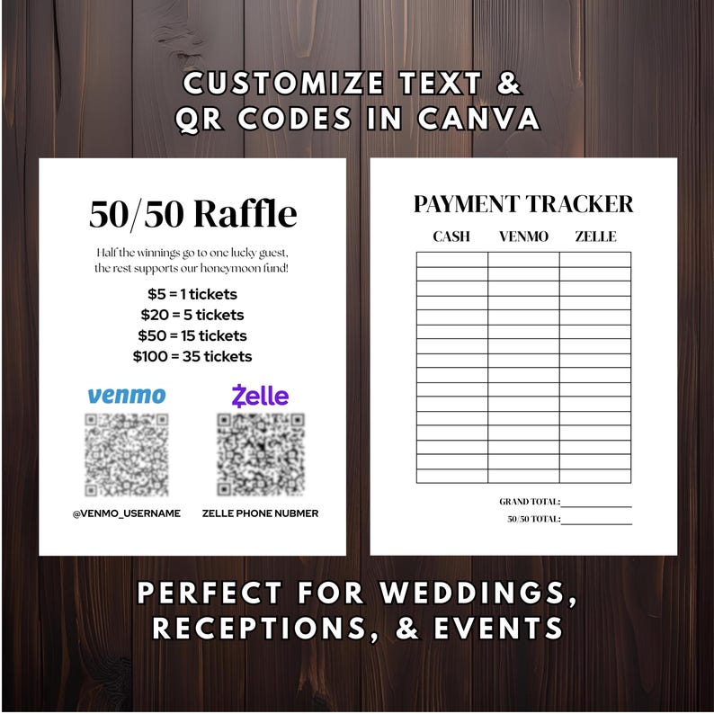 Wedding Raffle Sign Template: Honeymoon Fund Game (8.5x11 PDF Canva ...