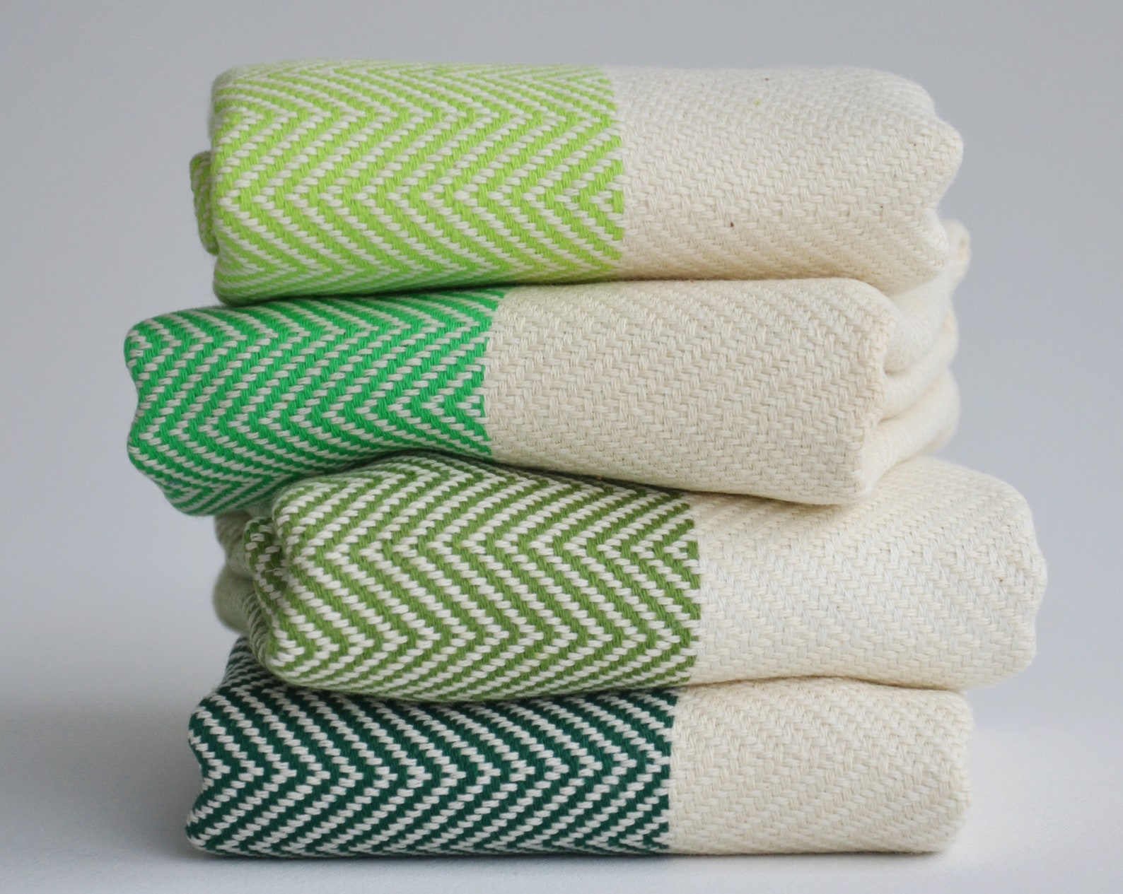 Kitchen Towel With Green Dark Green Stripes on Natural - Etsy