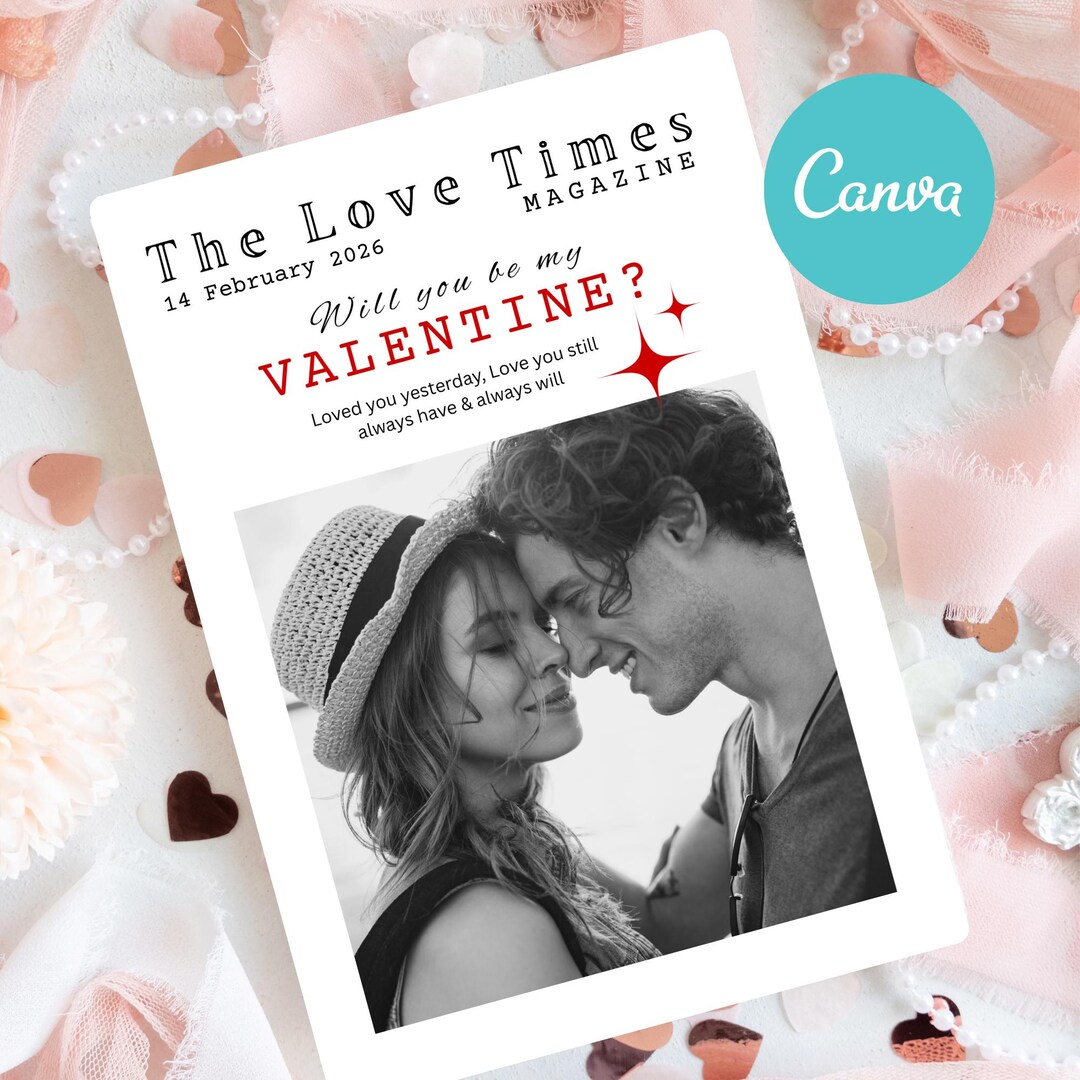 Personalized Valentine Magazine Cover Printable | Canva Editable ...