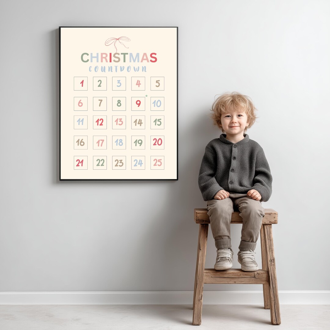 Boho Christmas Countdown Wall Art Printable | Digital Printable - Etsy