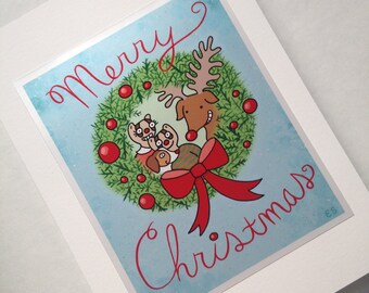 Funny Christmas Card Santa and Mrs Claus Carol with Rudolph | Etsy