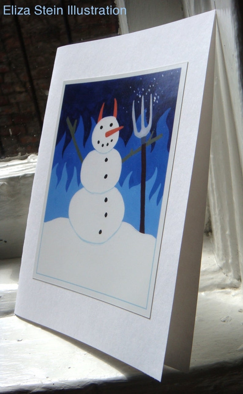 Snowman Devil Greeting Card, Blank, 5x7, Snow, Winter, Demon, Funny ...