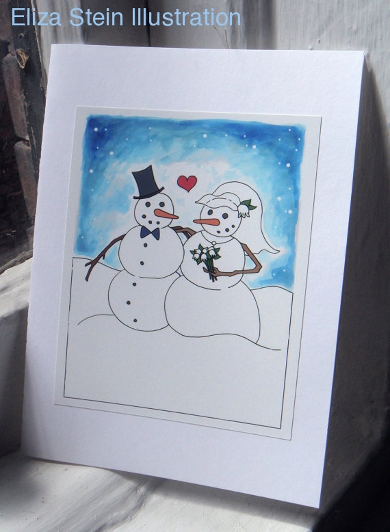 Snowman Wedding Greeting Card, Congratulations, Snow Couple, Bride and ...