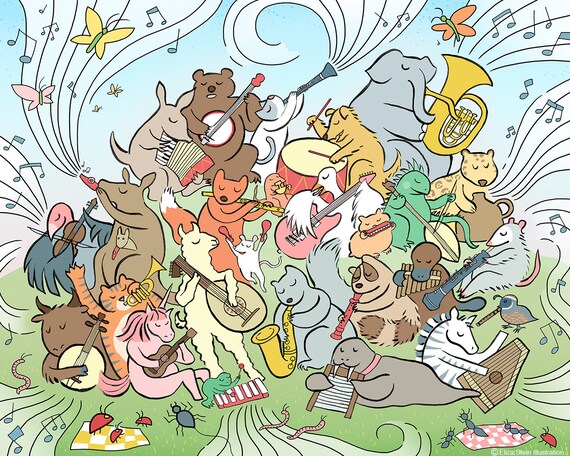Springtime Symphony Alphabet Art Print ABC Animal Orchestra | Etsy
