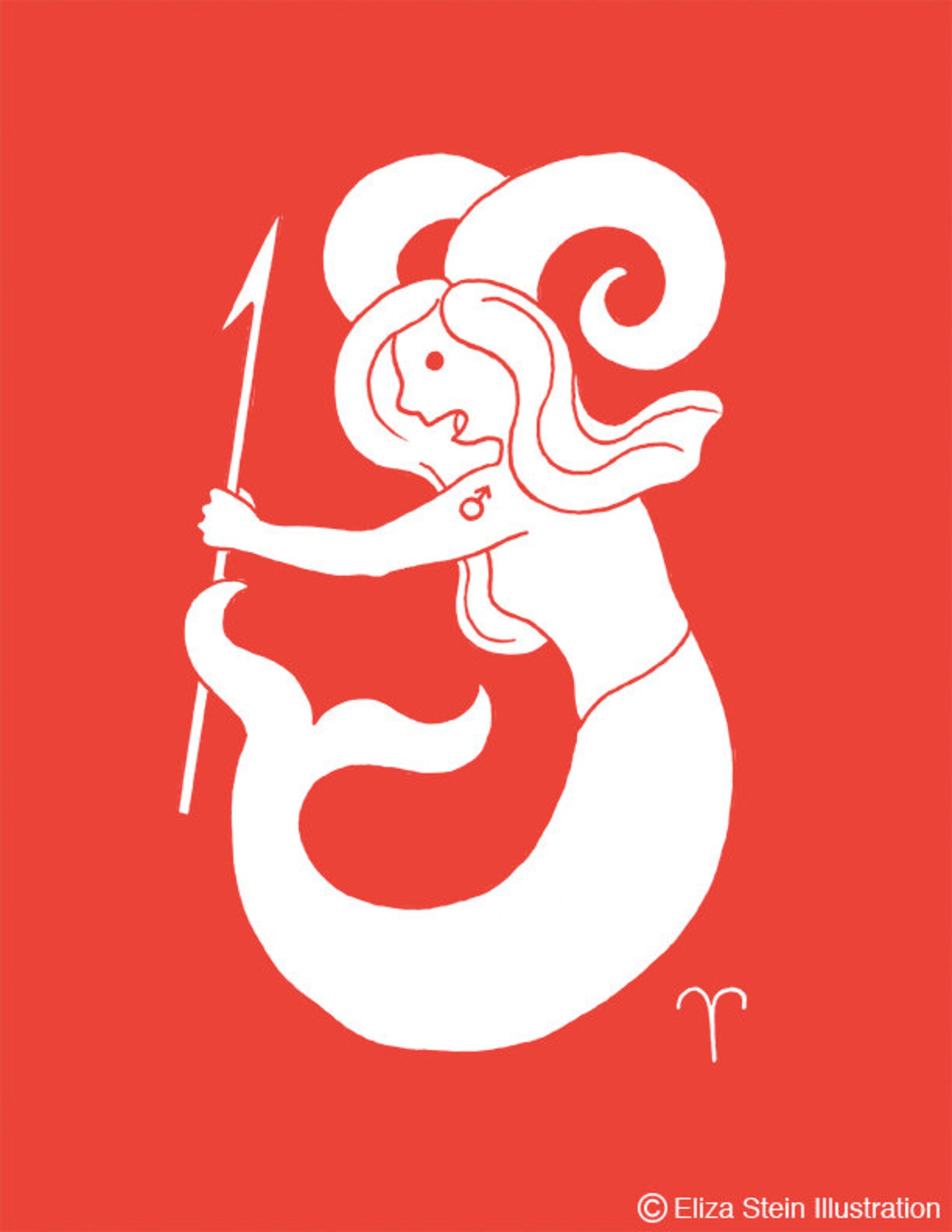 Aries Mermaid Birthday Card Greeting Card Astrology Card - Etsy