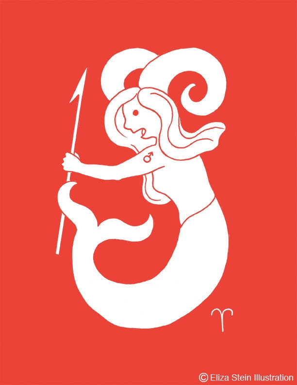 Aries Mermaid Birthday Card Greeting Card Astrology Card - Etsy