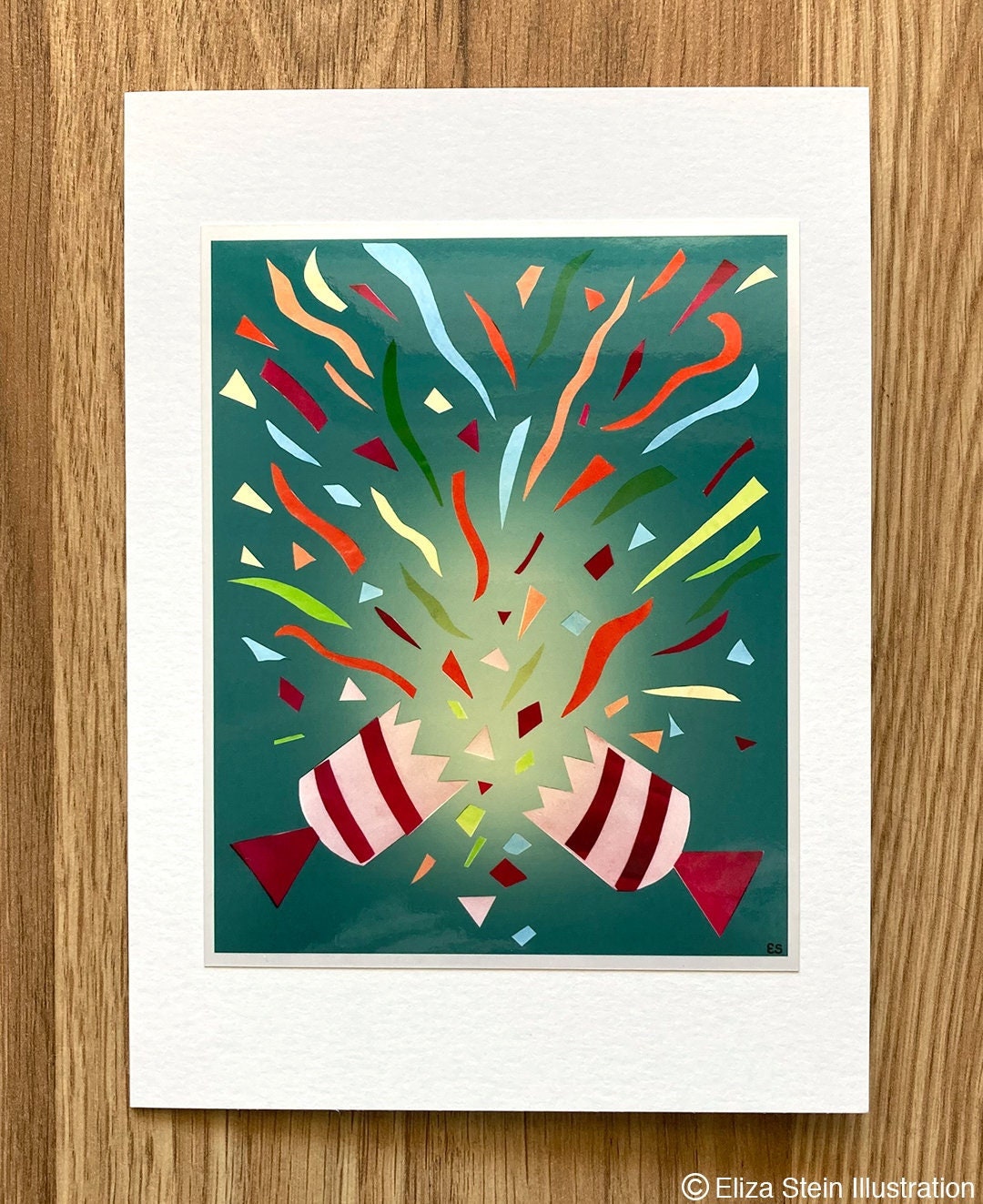 Christmas Cracker Greeting Card, New Year Card, Confetti Burst, Holiday ...