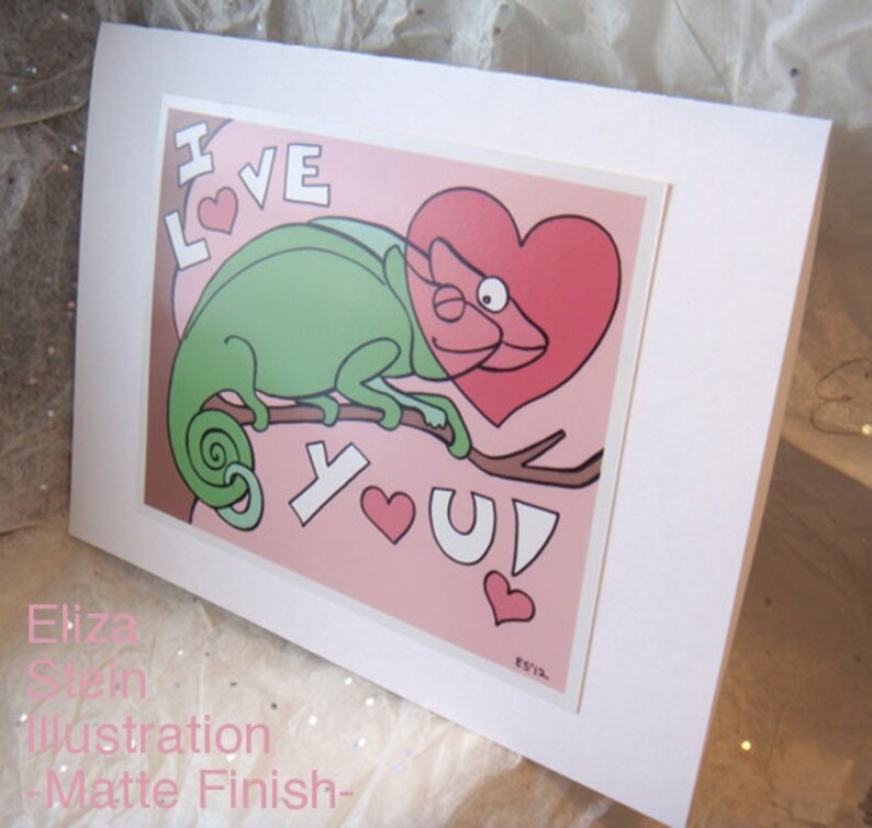 Chameleon Valentine Card, Cute Valentine's Day Greeting Card, I Love ...