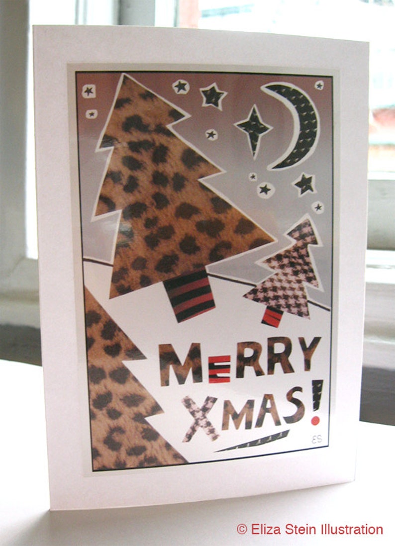 Leopard Print Christmas Card Cheetah Print Merry Xmas Card - Etsy