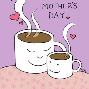 Mothers Day Card, 5x7, A7, Coffee With Mom, Unique Blank Greeting Card ...