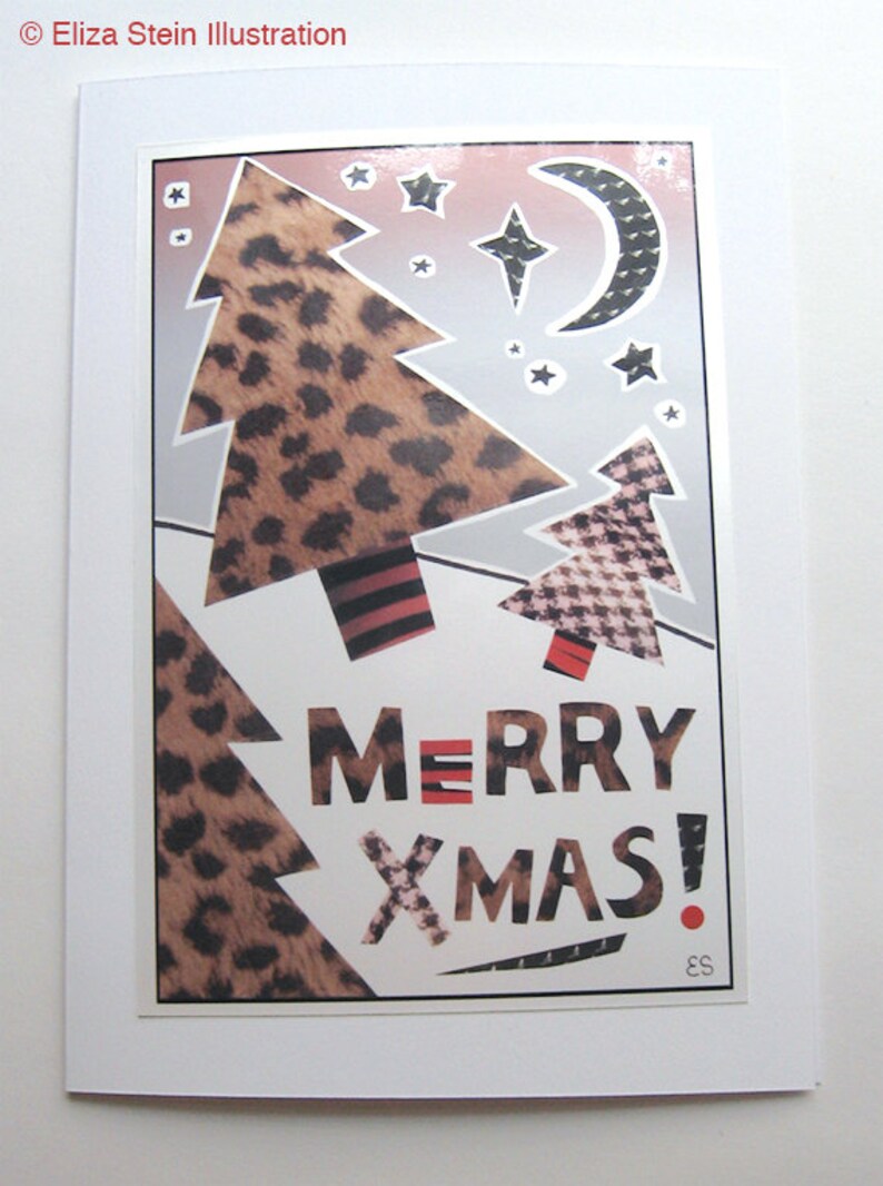 Leopard Print Christmas Card Cheetah Print Merry Xmas Card - Etsy