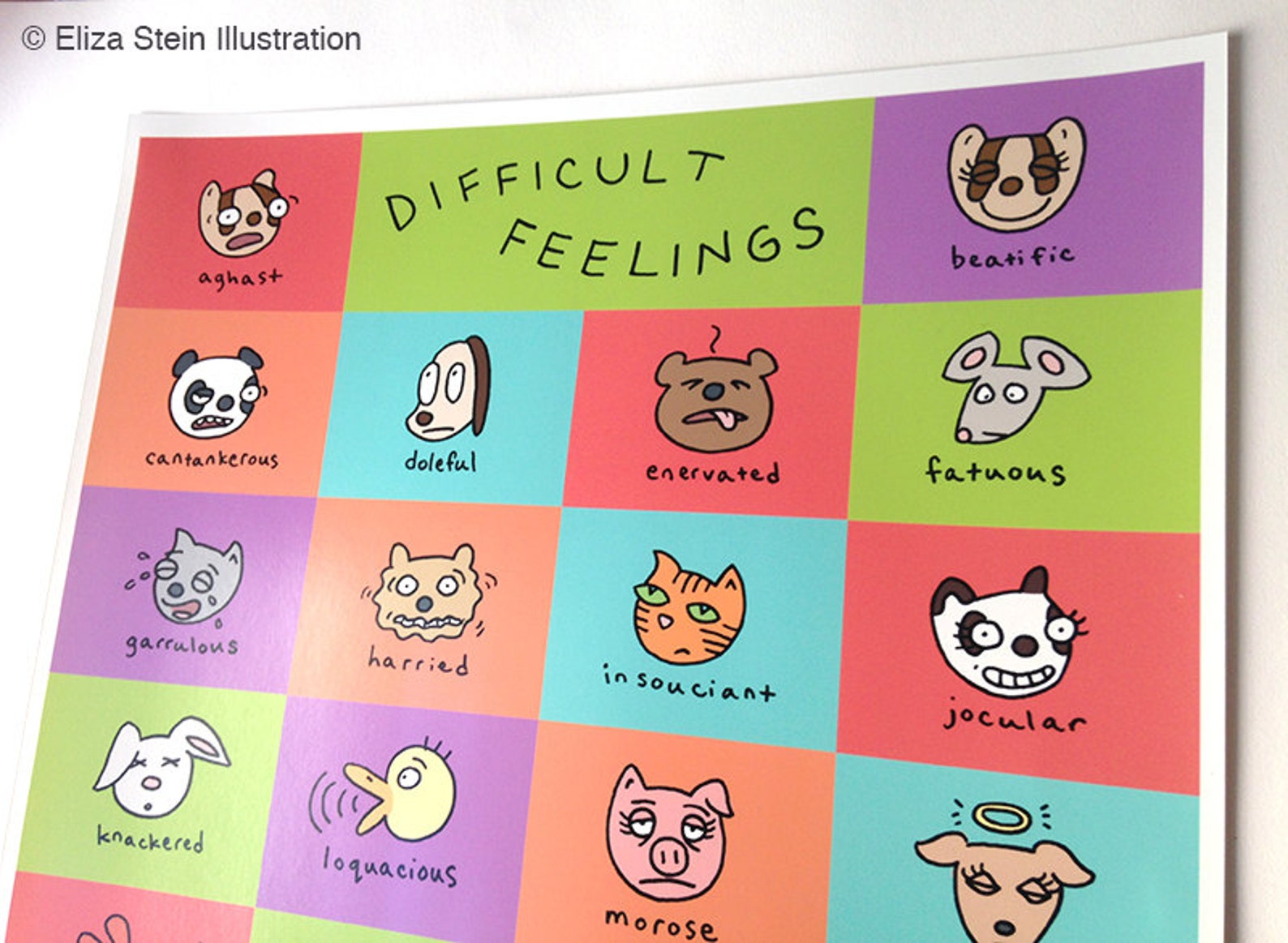 Difficult Feelings Poster, Educational Alphabet Vocabulary Word Art for ...