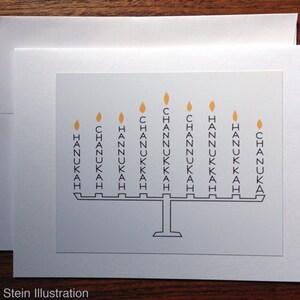Hanukkah Menorah Blank Greeting Card, 5x7, Jewish Holiday, Judaica ...