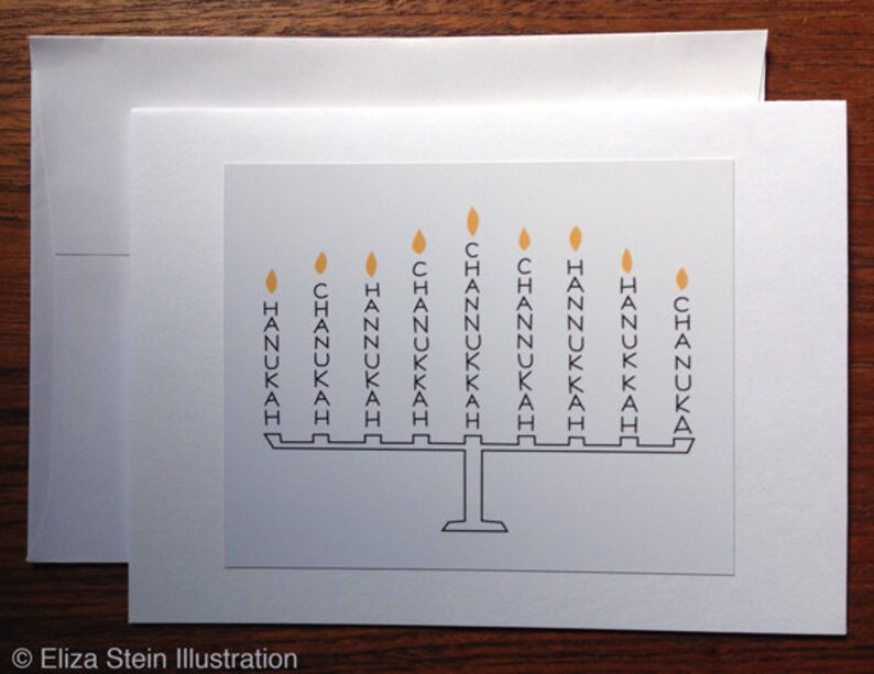 Hanukkah Menorah Blank Greeting Card, 5x7, Jewish Holiday, Judaica ...