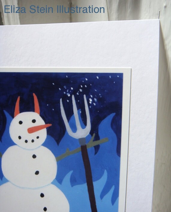 Snowman Devil Greeting Card, Blank, 5x7, Snow, Winter, Demon, Funny ...