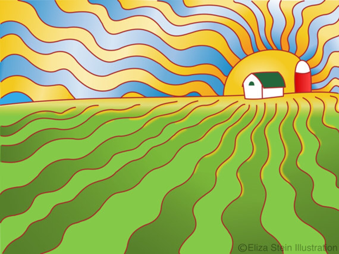 Iowa Cornfield Art Print, 9x12, Abstract, Landscape, Farm, Poster ...