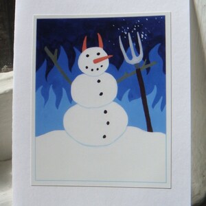 Snowman Devil Greeting Card, Blank, 5x7, Snow, Winter, Demon, Funny ...