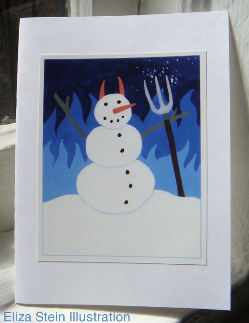 Snowman Devil Greeting Card, Blank, 5x7, Snow, Winter, Demon, Funny ...
