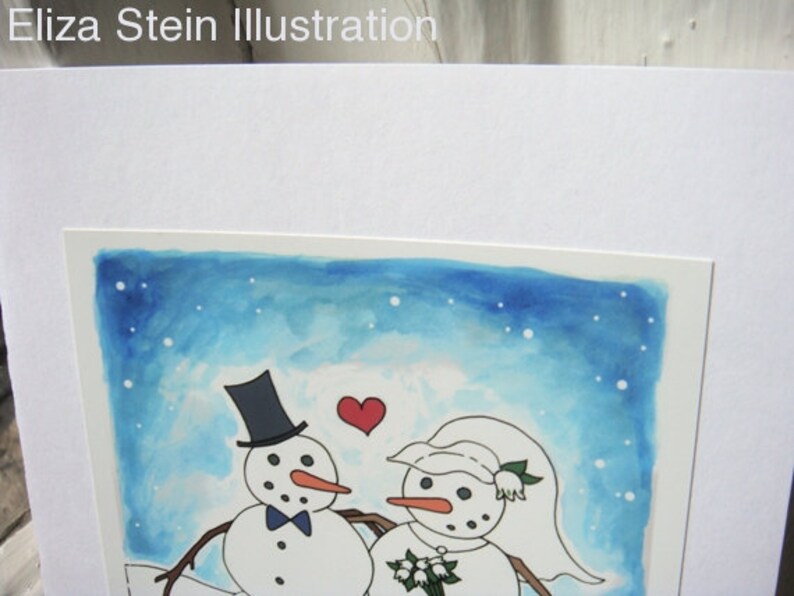 Snowman Wedding Greeting Card, Congratulations, Snow Couple, Bride and ...