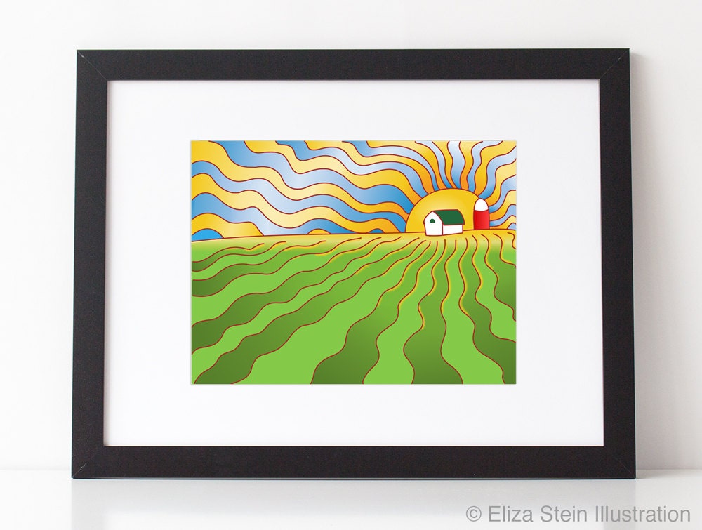 Iowa Cornfield Art Print, 9x12, Abstract, Landscape, Farm, Poster ...
