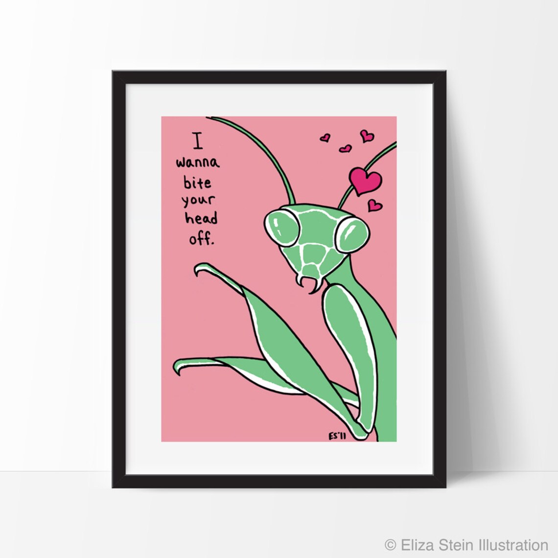 Praying Mantis Art Print 5x7 Funny Insect Illustration Weird - Etsy