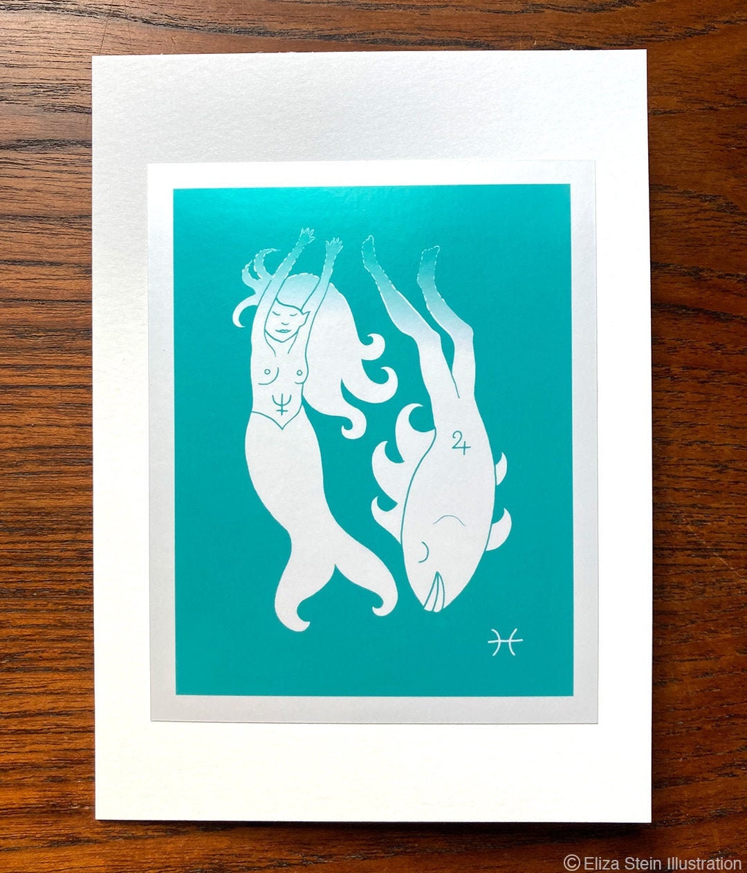 Pisces Birthday Card, 5x7 Zodiac Sign Greeting Card, Fish, Mermaid ...