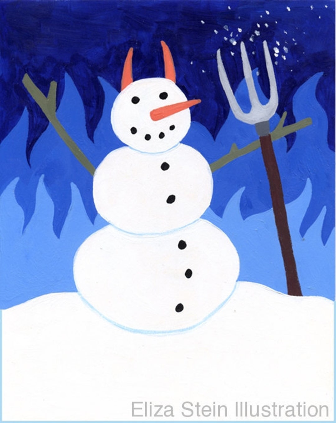 Snowman Devil Greeting Card, Blank, 5x7, Snow, Winter, Demon, Funny ...