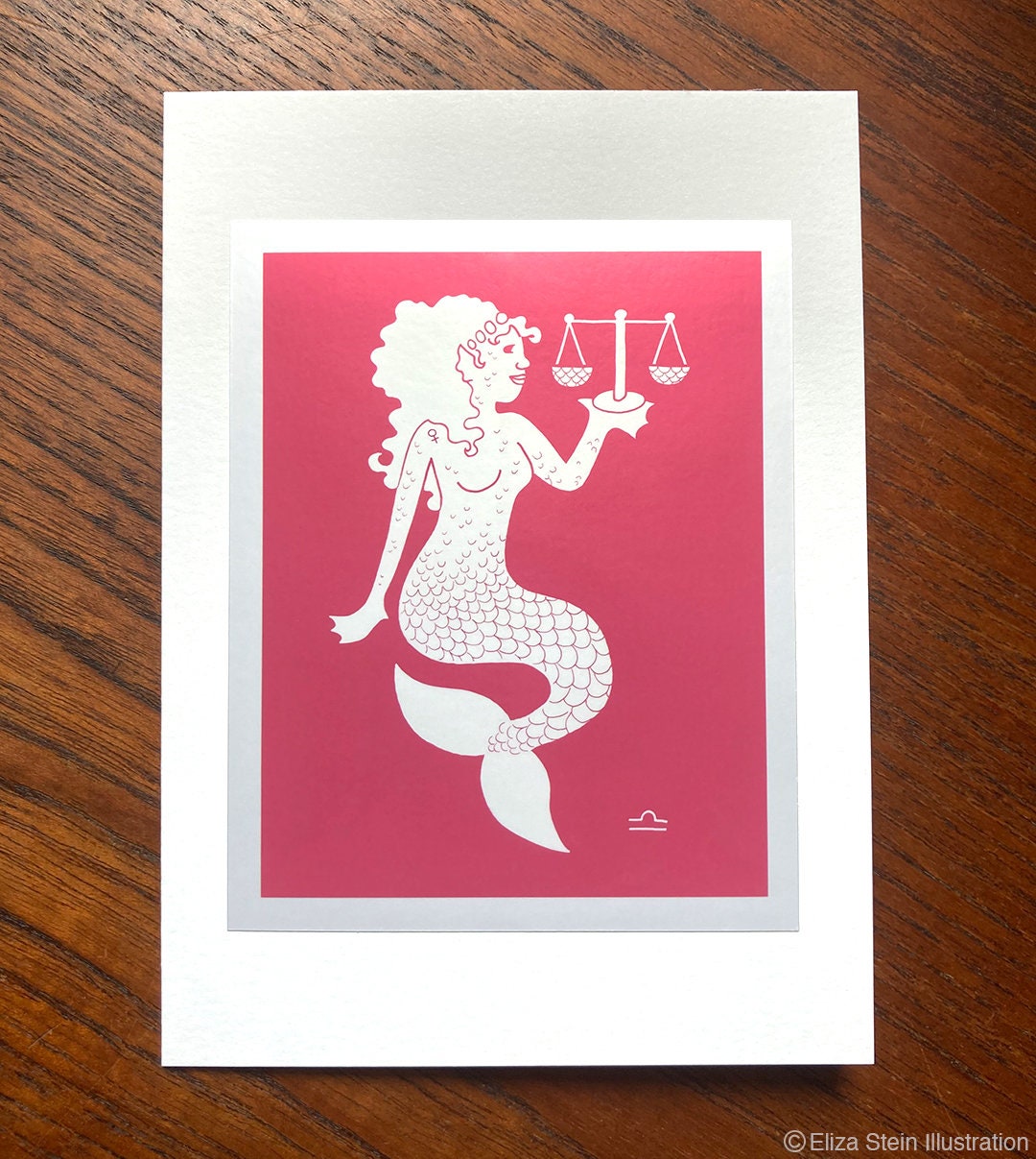 Libra Zodiac Sign Birthday Greeting Card, Pink Scale Mermaid, Astrology ...