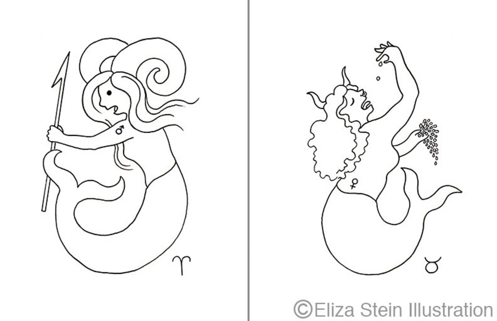 Printable Mermaid Zodiac Coloring Book, Astrology, Zodiac Signs ...
