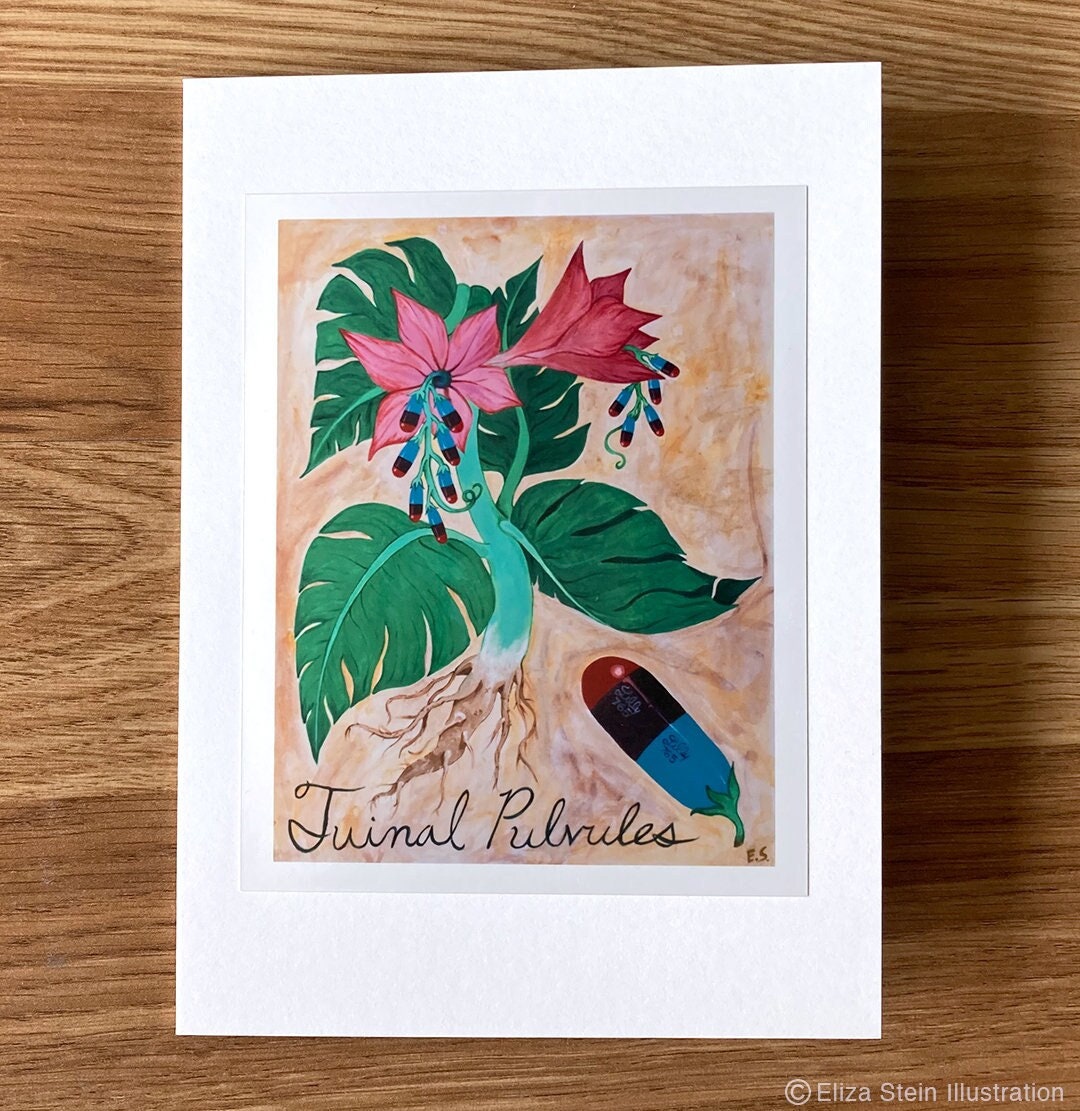 Tuinal Pulvules Pills Blank 5x7 Greeting Card, Pink Tropical Flower ...
