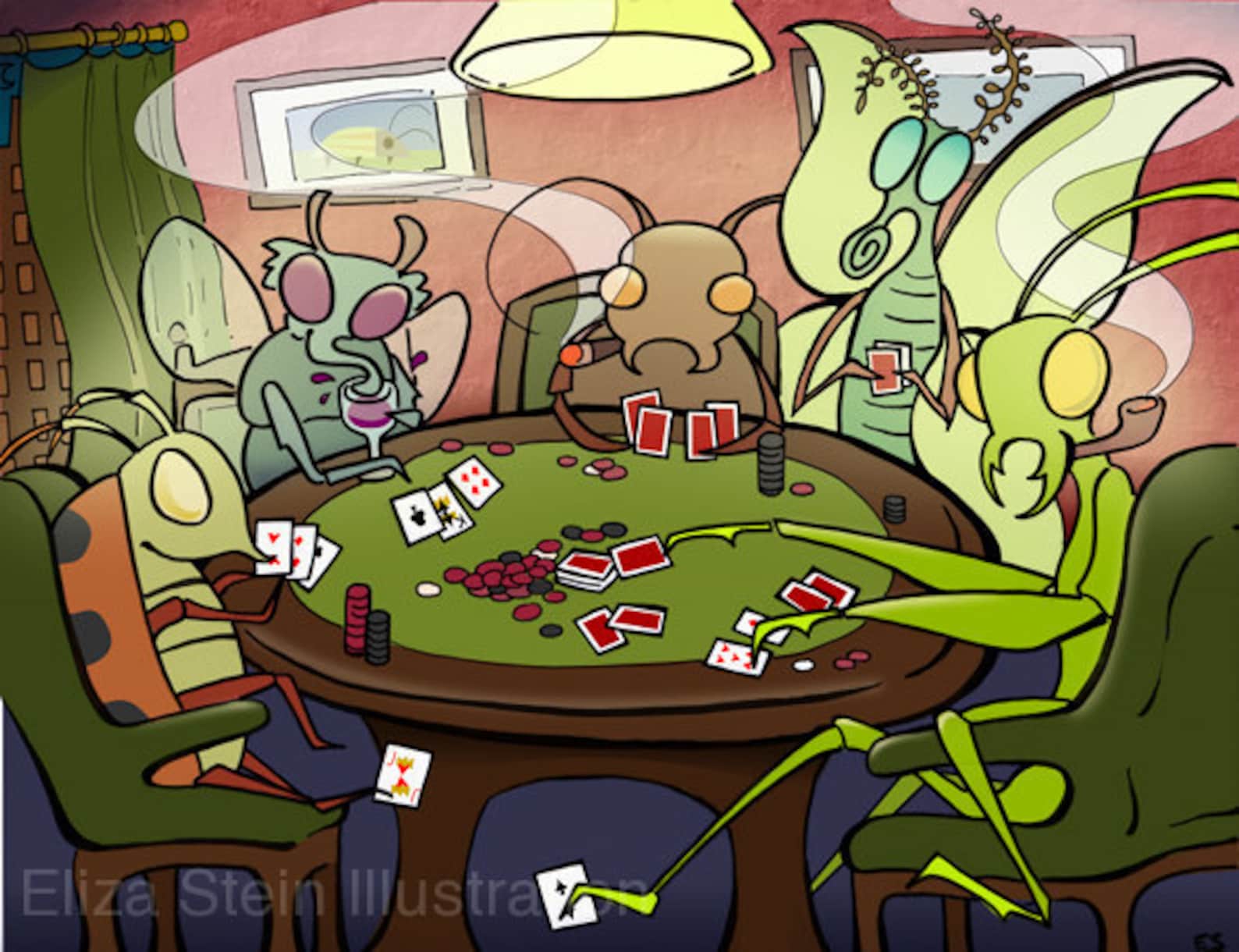 Bugs Playing Poker Art Print, Insect, Funny Poster, Weird, Lowbrow ...