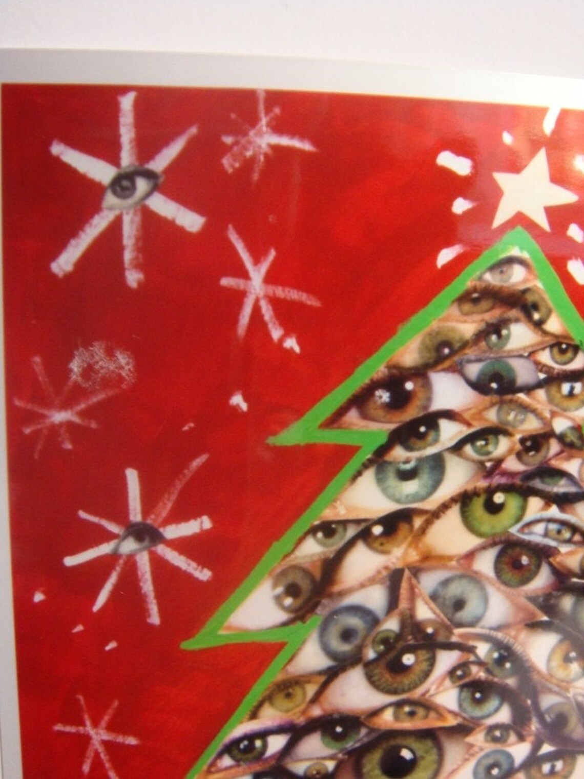 Christmas Tree Collage Card, 5x7 Blank Xmas Greeting Card, Weird ...