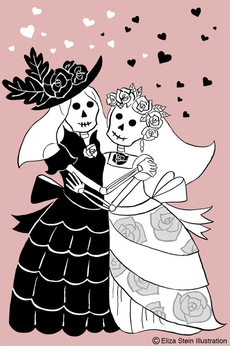 Catrina Couple Wedding Card Lesbian Wedding Card Anniversary Etsy